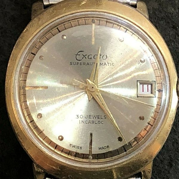 Vintage EXACTO 30 Jewels Swiss Watch Super Automatic Incabloc Swiss ...