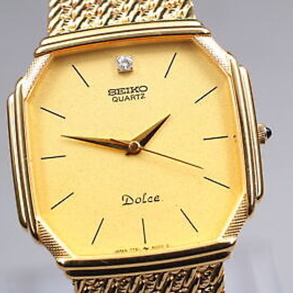 [Near MINT] Seiko Dolce 7731-5000 Gold Plated Diamond Octagon Quartz Men's Watch | WatchCharts ...