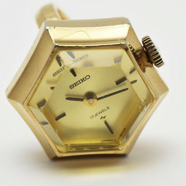 [1978 Vintage] SEIKO Ring Watch 11-768A Gold Manual Winding Hexagon ...
