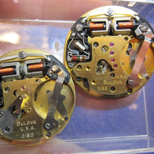 lot of 2 Bulova Accutron 218 wristwatch movements for parts ...