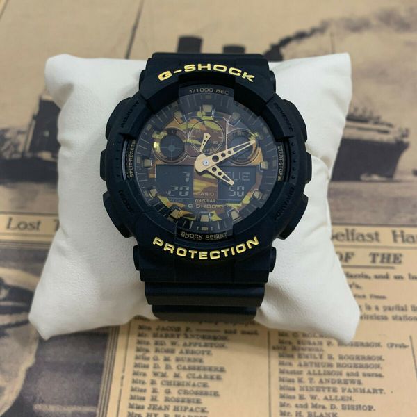 Casio G-Shock GA-100CF-1A9 Ana-Digi Quartz Watch Black Resin Band LED ...