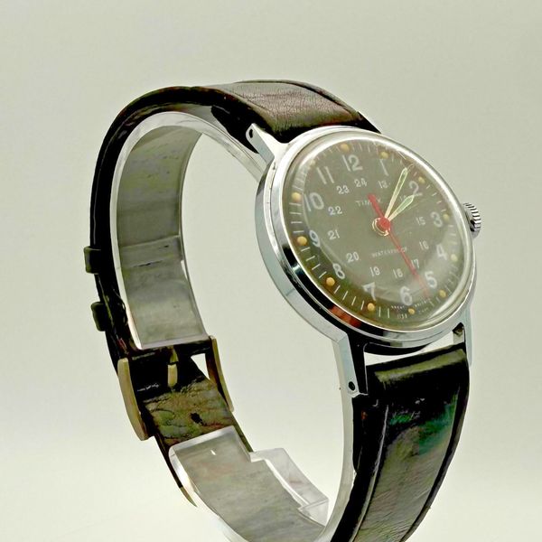Vintage 1969 Timex Sprite 30mm Field Style 24 Hour Cal.M24 Good Running ...