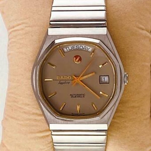 1970's RADO SAPPHIRE 25 JEWEL AUTOMATIC DAY & DATE SWISS MAN'S WRIST ...