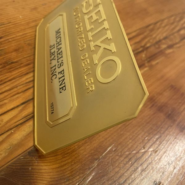Vintage SEIKO Authorized Dealer Sign Plaque Gold Jewelry 4.25x3 15774 ...