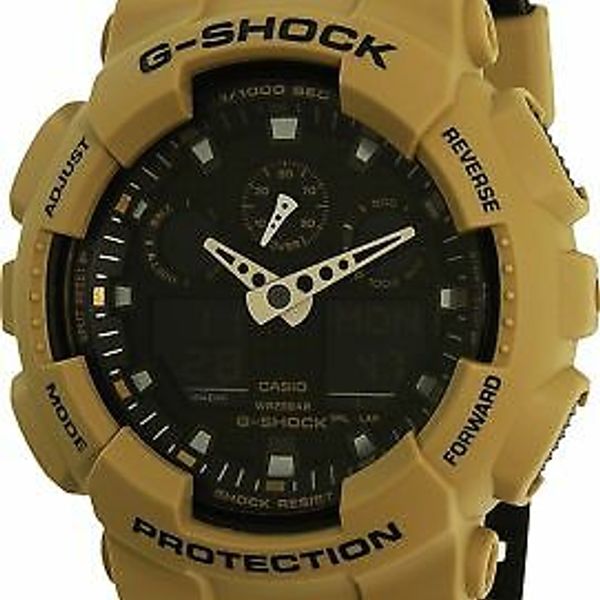 Men's Casio G-Shock Anti-Magnetic Khaki and Black Resin Watch GA100L-8A ...