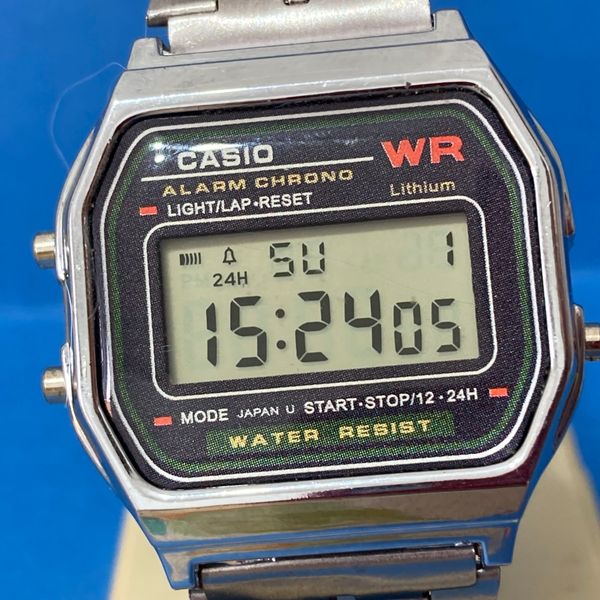 CASIO ALARM CHRONO WR LITHIUM 593 A159W QUARTZ QUADRANTE CHIARO MADE IN ...