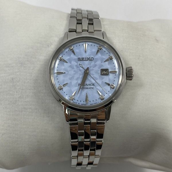 Seiko Presage Cocktail Time Diamonds Automatic Blue Dial Ladies Watch ...