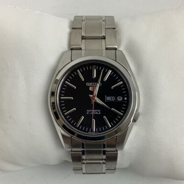 SEIKO 5 SNKL45 Men's Automatic Day-Date Black Dial Stainless Steel ...