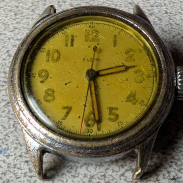 WW2 ERA ELGIN VINTAGE 15J CAL.352 MILITARY WATCH for RESTORATION~RUNS ...