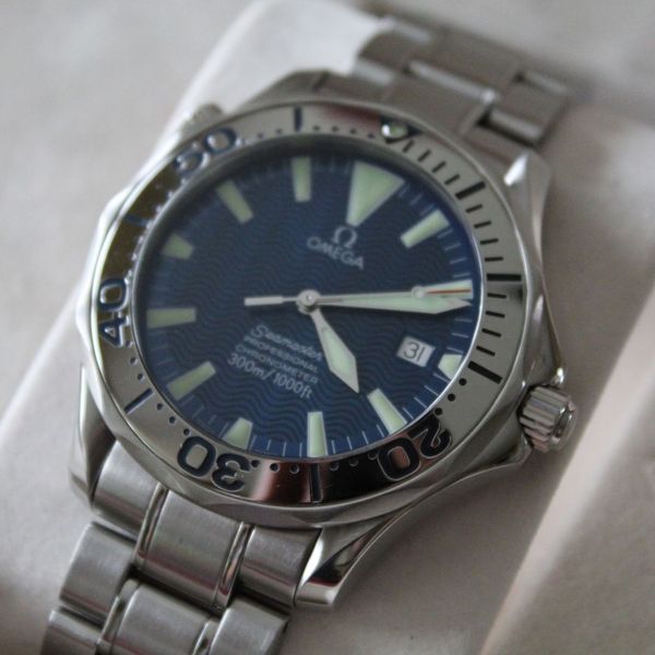 Omega Seamaster Pro 300M SMP 2255.80 Electric Blue Wave Sword Hands 41mm Full Size Automatic ...