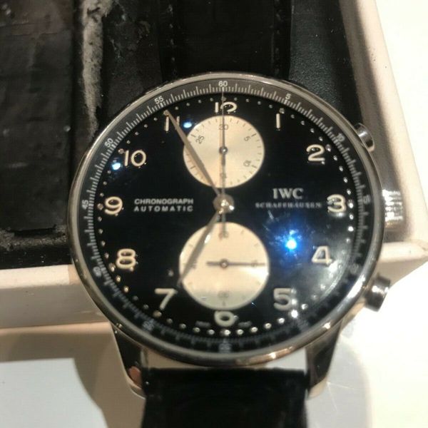 IWC Watch Model IW 3714-04 Black with White Dials rare (Reverse Panda ...