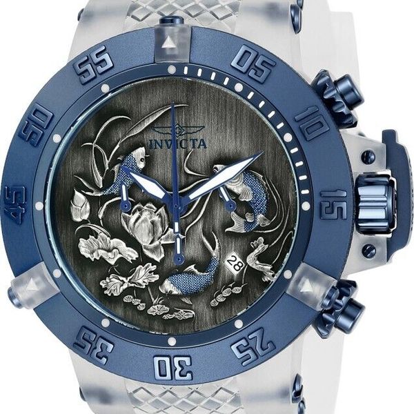 INVICTA Subaqua 50mm Silver Blue Koi Fish Men's Watch 24358 ...