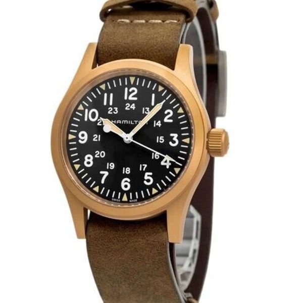 Hamilton Khaki Field Mechanical Black Dial Leather Round Men's Watch H69459530 | WatchCharts ...
