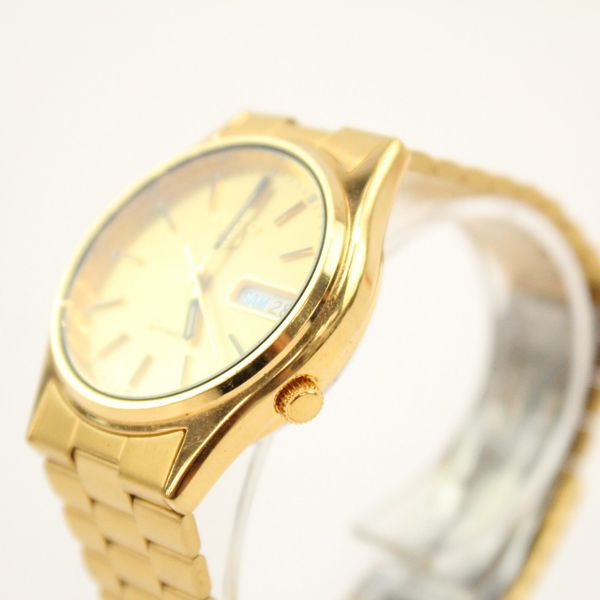 Mens Vintage Seiko 5 Day Date Gold Tone Watch Ref. 7S26-0490 Automatic Working | WatchCharts ...