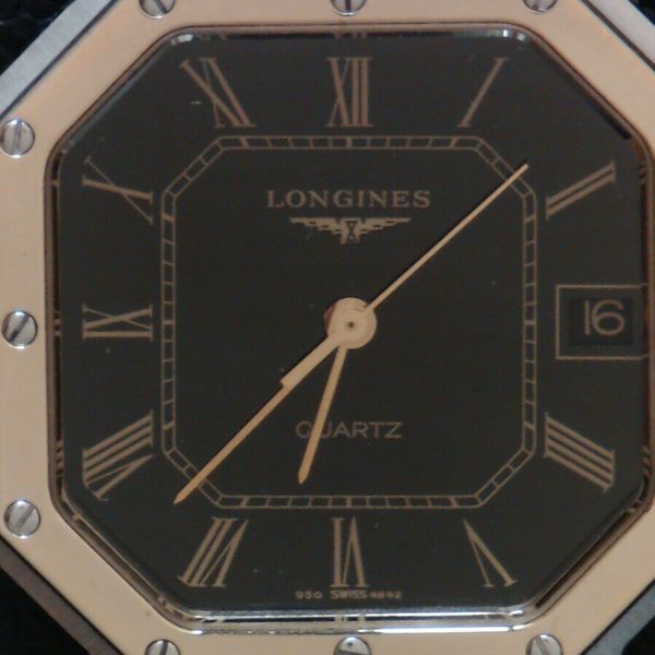 Longines 950-4842, Black Dial, Octagonal Gold Plated Bezel, Sapphire Glass. | WatchCharts
