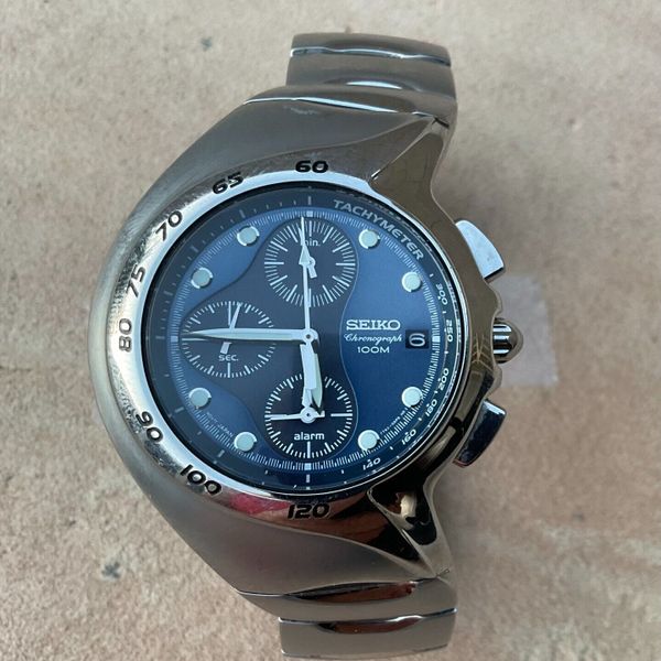 Seiko Asymmetrical, Chronograph 100m, Quartz, Blue Dial, 7T62-0AM0, New Battery | WatchCharts ...