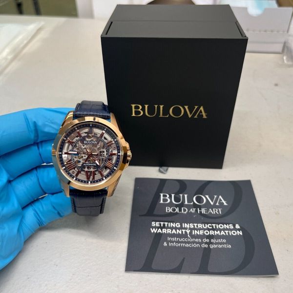 Bulova Sutton Automatic Silver Skeleton Dial Men's Watch 97A161 - NEW ...