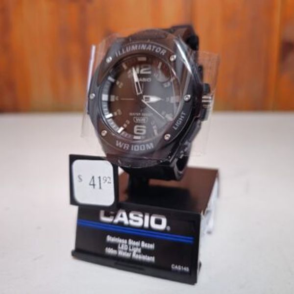 Casio Men's Black Metal Bezel Resin Band Watch, 100 Meter WR ...