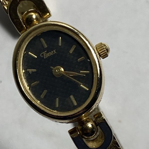 Timex 93 377 Ba Cell Vintage Quartz Analog Gold Tone Black Dial Women`s ...