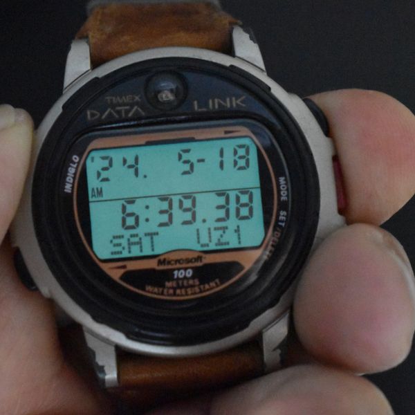 Vtg TIMEX Microsoft Data Link Digital Watch Men Gray 100m Black 1995 ...