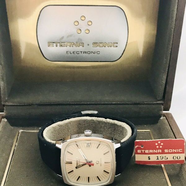 VINTAGE ETERNA SONIC ELECTRONIC NOS MEN'S WATCH w/ ORIGINAL BOX/BAND ...
