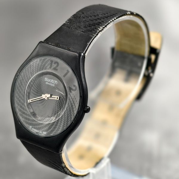 Rare Swatch AG2002 Skin Black Wave Watch,Works | WatchCharts Marketplace