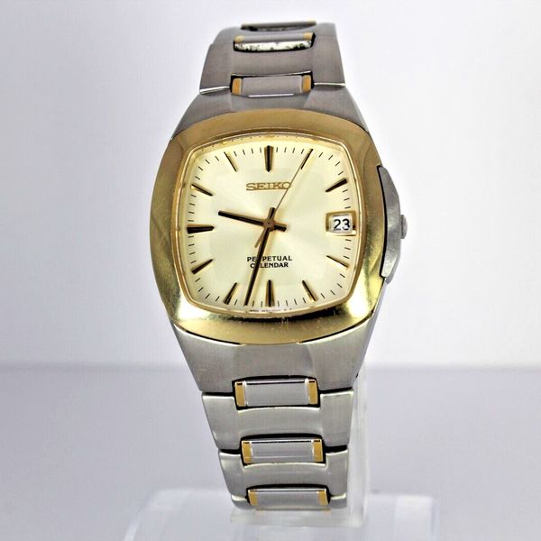 Rare Seiko 8F32-5000 Men's Perpetual Calendar Two Tone Date Quartz ...