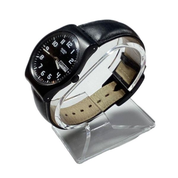 Swatch Swiss Watch SR626SW Black Leather Day Date New Battery ...