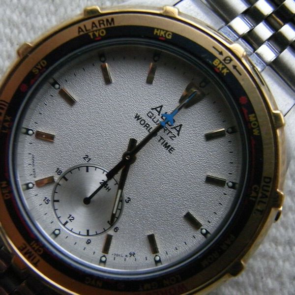 RARE SEIKO ALBA WORLD TIME v602-7010 Rotating bezel mode change ...