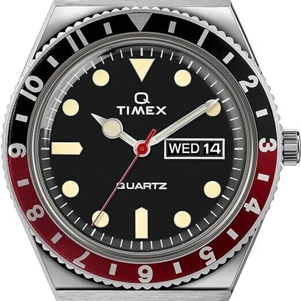 38 mm Q Timex Reissue Stainless Steel Case Black Dial Stainless Steel ...