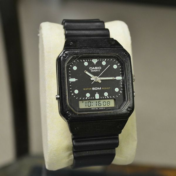 CASIO AQ-30W [305] RARE ANALOG DIGITAL DIVE WATCH 50M JDM VINTAGE AQ AD ...