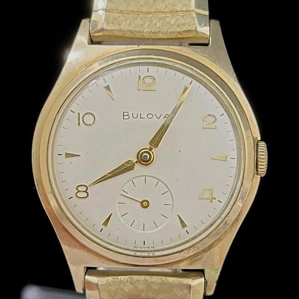 Vintage Bulova Mens Watch Swiss 11AF 17j M4 10kgf Case, Band Caps Sub ...