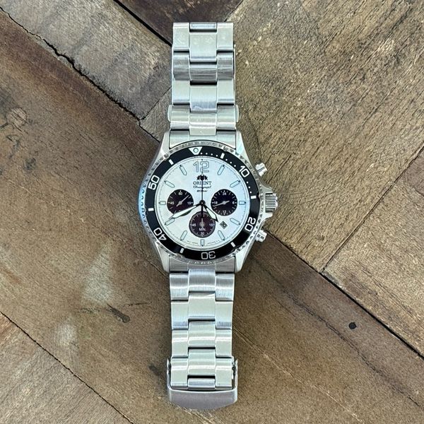 Orient Mako RN-TX0203S Chronograph Solar Watch Panda Dial White Black ...