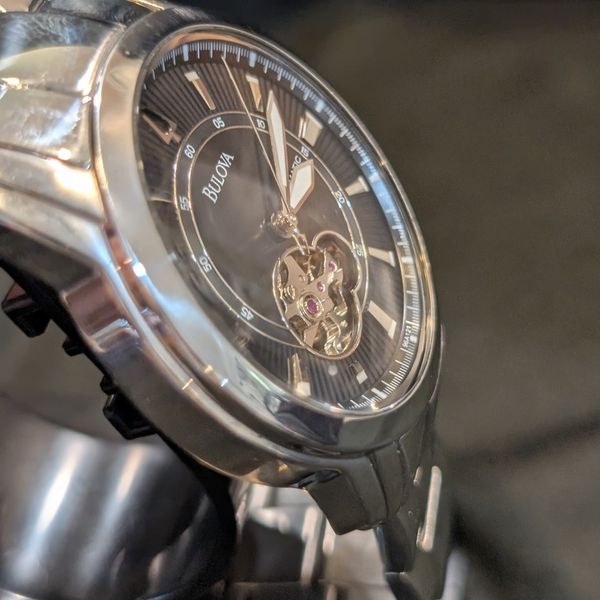 Bulova Men's Automatic Open Heart Display Back | WatchCharts Marketplace