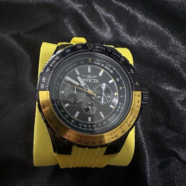 Invicta Menâ s Chronograph Watch Black & Yellow - New in Box | Bold ...