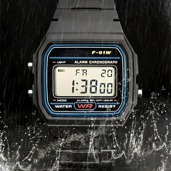 Casio Class Digital Watch F91 Water Splush F91 Look with Resin Strap in ...