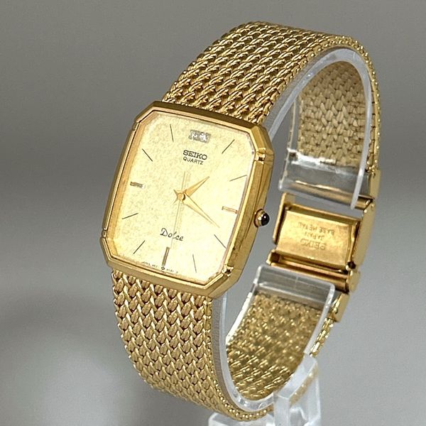 Vintage [N.Mint] SEIKO Dolce 9521-5210 Men's Quartz Watch Gold 2P Diamonds Japan | WatchCharts ...