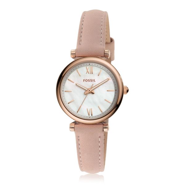 Fossil Women's Carlie Mini Quartz Stainless/Leather 28mm Watch Rose ...