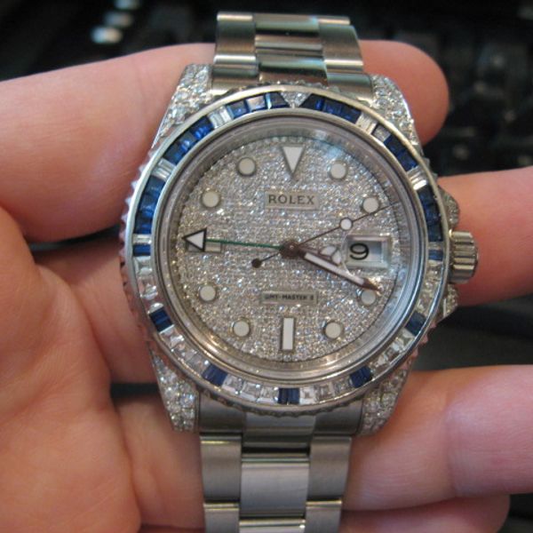 FS: ROLEX 116710 GMT MASTER II CUSTOM DIAMOND SAPHIRE Pav'e | WatchCharts