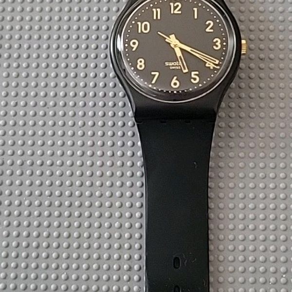 Men's Swatch Golden Tac GB274 Quartz Watch. New Battery. Silicone Band ...