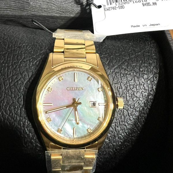 Citizen Eco-Drive Sport Luxury Diamond White Dial Yellow Gold-Tone ...
