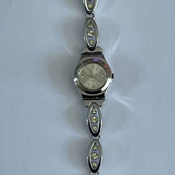 Ladies Flor De Sol Stainless Steel Irony Swatch Watch | WatchCharts ...