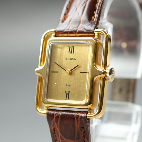 [EXC+5] Vintage Christian Dior BULOVA Gold Dial Manual Windin Womens ...