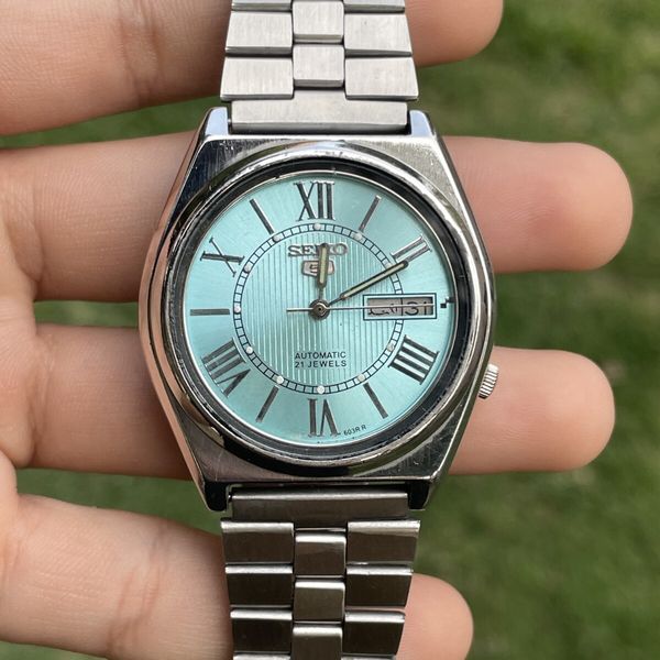 Vintage Seiko 5 Automatic 7009 Roman Blue/Tiffany Dial Men's Wrsit ...