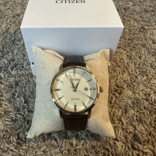 Citizen Eco-Drive Gold Dial Brown Leather Men's Watch BM7463-12A ...