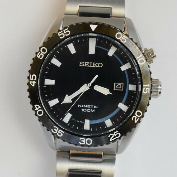 Seiko 5M82-0AG0 Men's Kinetic Movement Stainless Steel Watch RUNNING ...