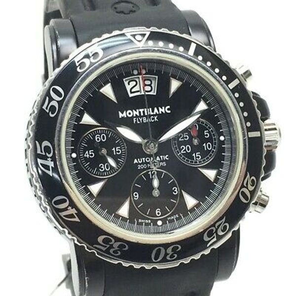 MONTBLANC Flyback Sports Meistersteck Big date Wristwatch Black 7044 | WatchCharts Marketplace