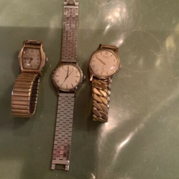 3 Vintage Men’s Wind-Up Watches-Buren, Bulova, Waltham [O ...