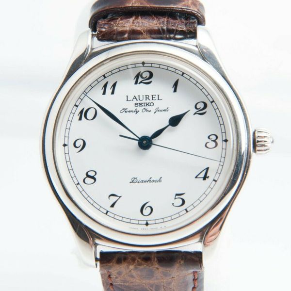 SEIKO LAUREL 925 SILVER 4S24-0040 Enamel Dial Men Hand-Winding ...