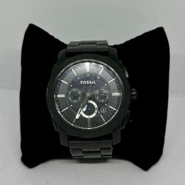 Fossil Mens Chronograph Machine Black Stainless-Steel Watch 45mm ...